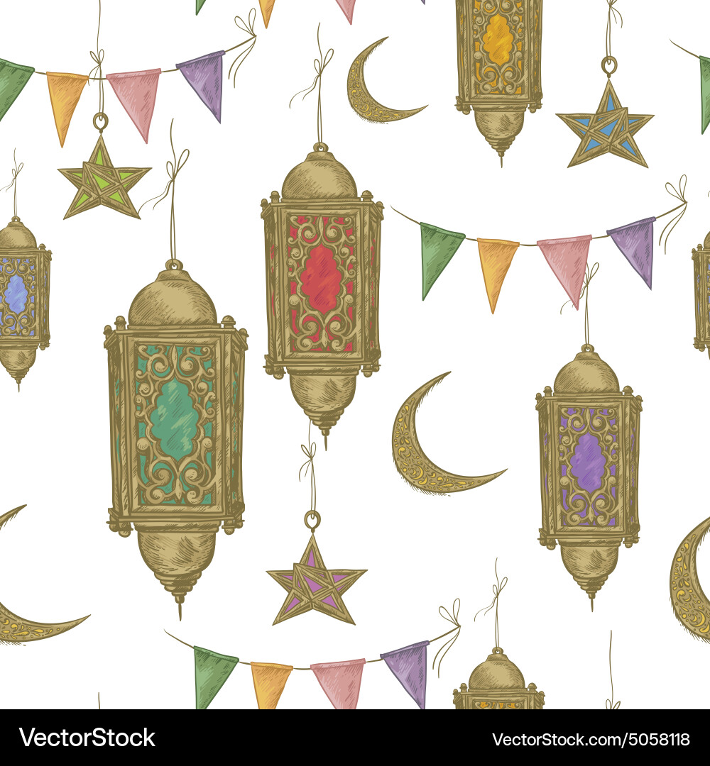 Traditional seamless background with arabic Vector Image
