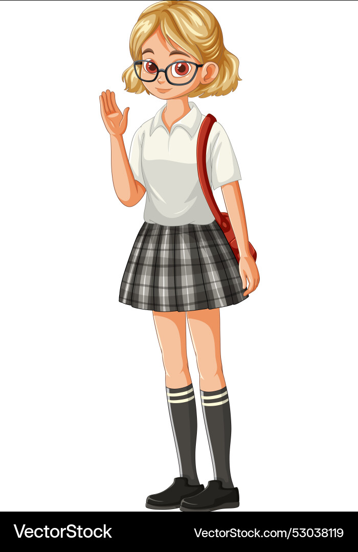 A student waving with friendly smile Royalty Free Vector