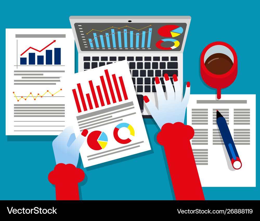 Analyst business auditor working on statistical Vector Image