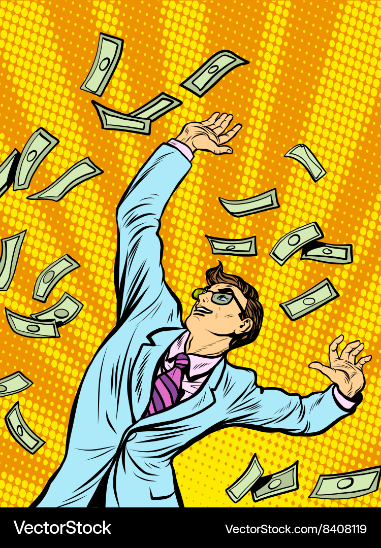 Businessman finance money fall Royalty Free Vector Image