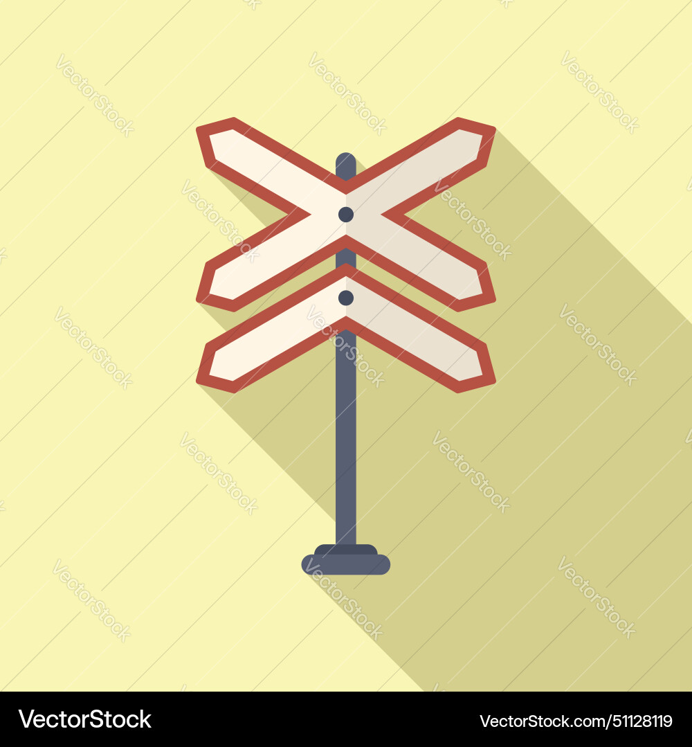 Crossing rail sign icon flat railway cross Vector Image