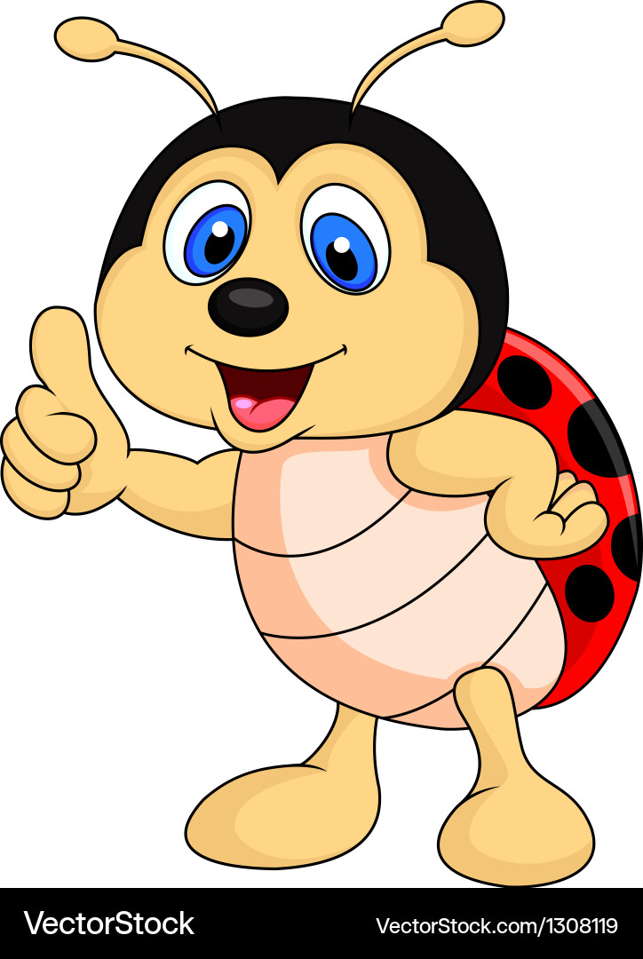 Cute ladybug cartoon thumb up Royalty Free Vector Image
