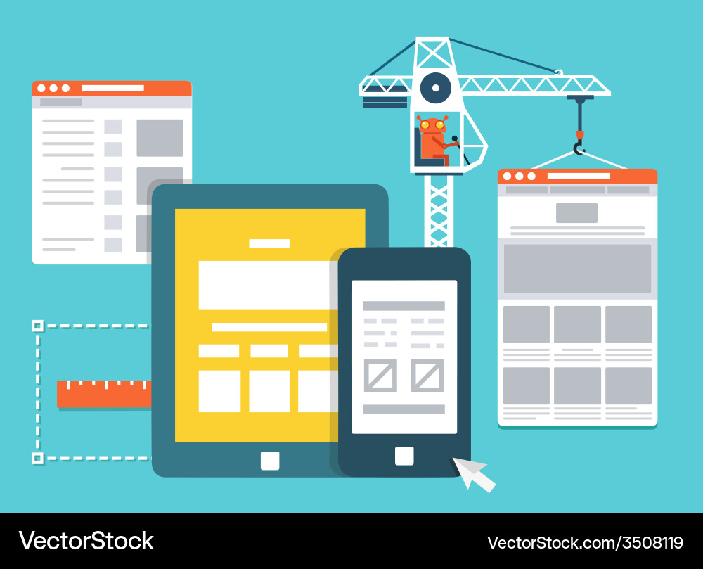 Development skeleton framework of a website Vector Image
