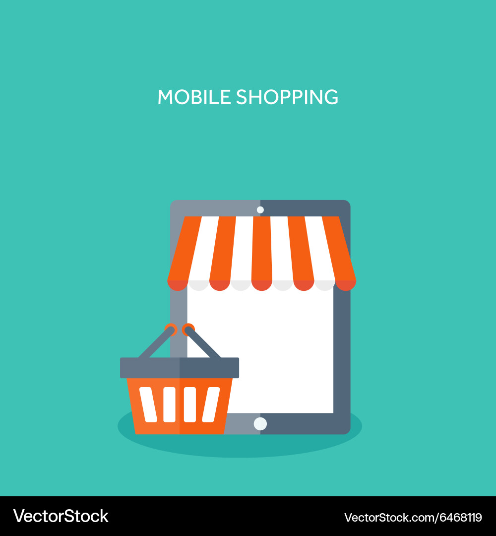 Flat header shopping e Royalty Free Vector Image