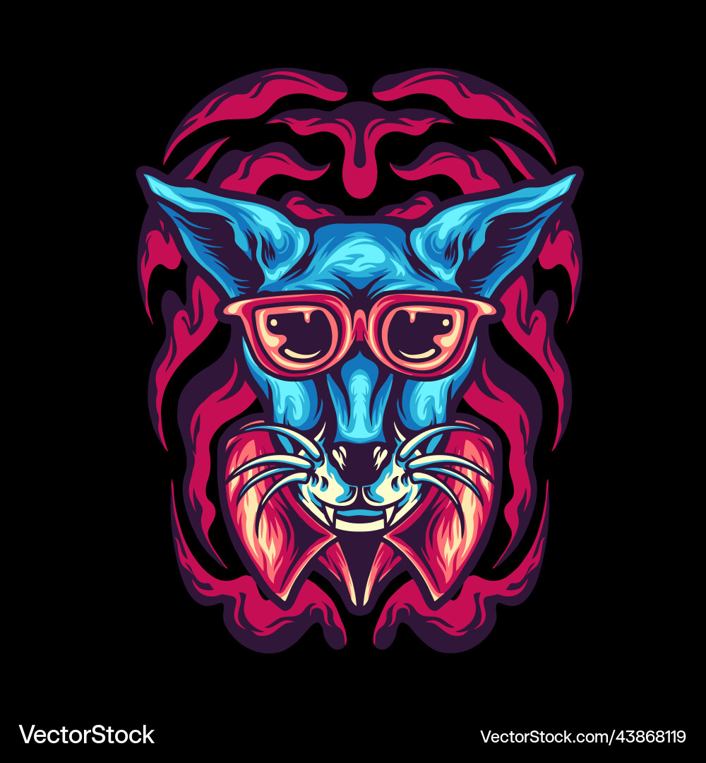 Funky cat cartoon mascot Royalty Free Vector Image