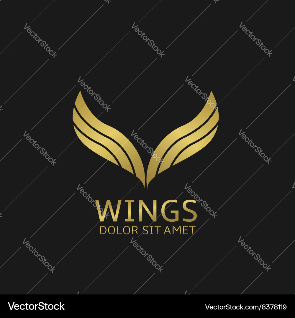 Golden wings logo Royalty Free Vector Image - VectorStock