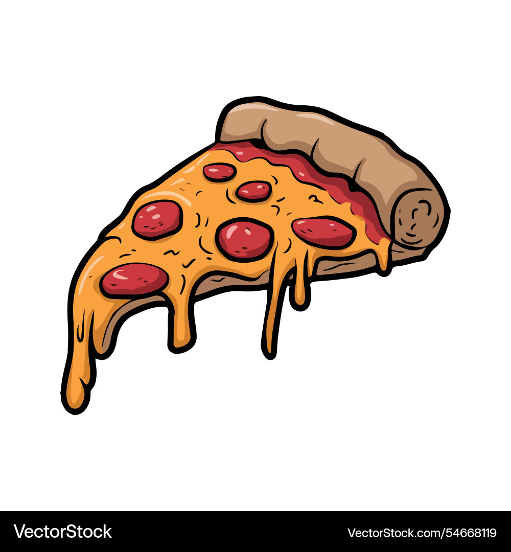 Hand drawn pizza slice dripping cheese Royalty Free Vector