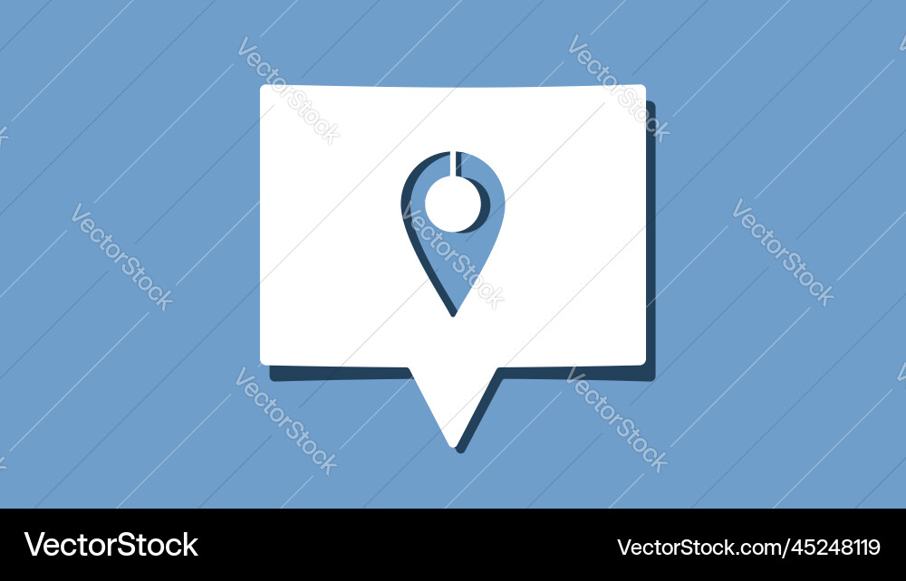 Location pin symbol on cutout white paper speech Vector Image