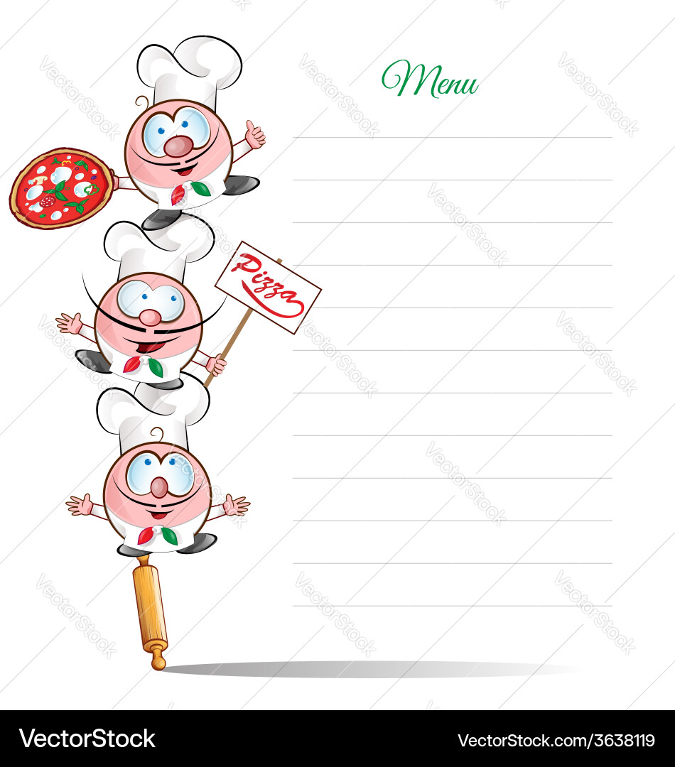 Menu with funny chef cartoon Royalty Free Vector Image