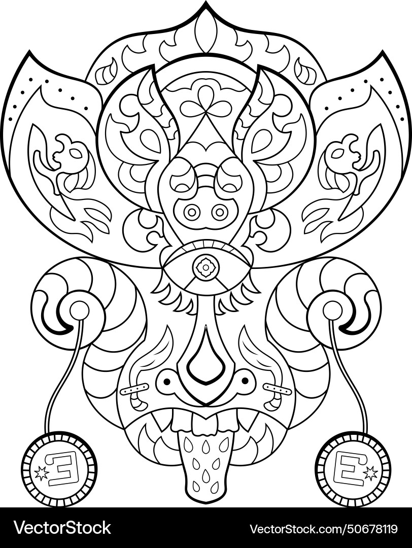 Mystical cyclops head in mandala style Royalty Free Vector