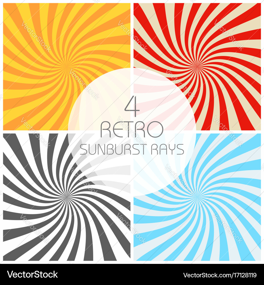 Retro sunburst rays set in vintage style spiral Vector Image