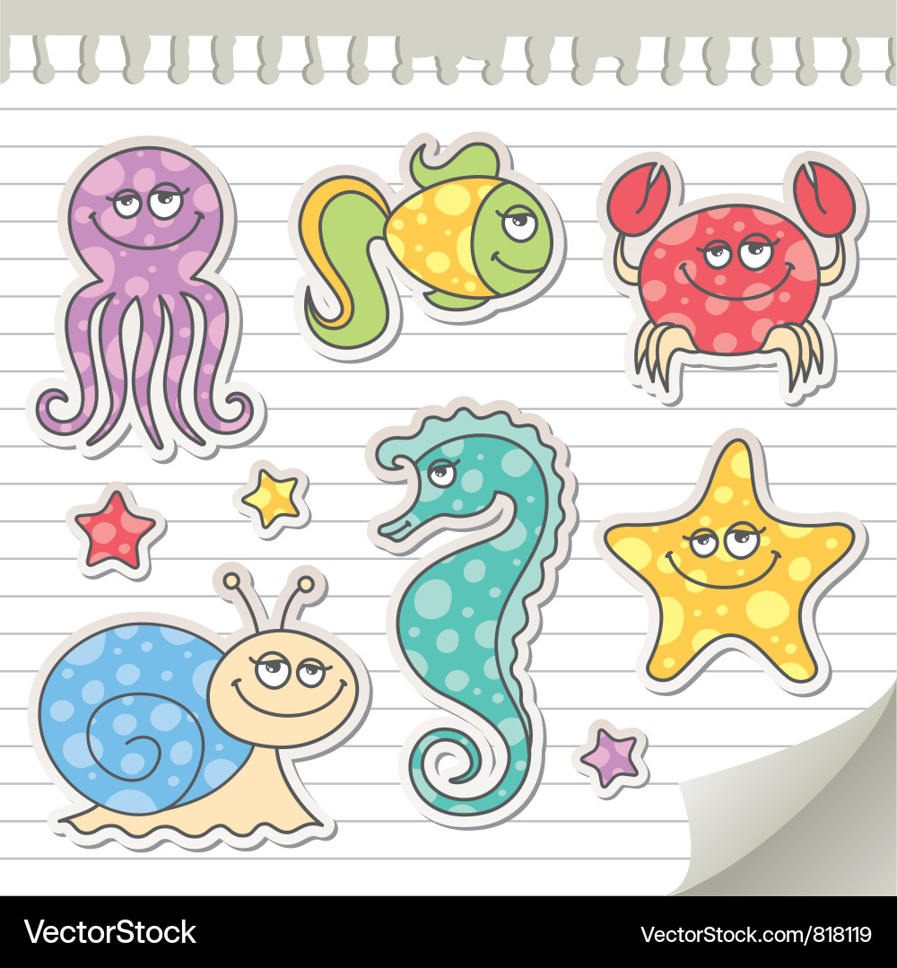 Sea creatures Royalty Free Vector Image - VectorStock