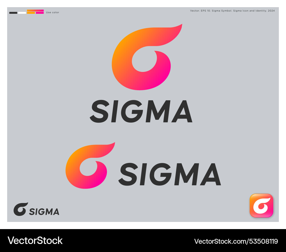 Sigma logo monogram pink yellow greek letter – Royalty-Free Vector ...