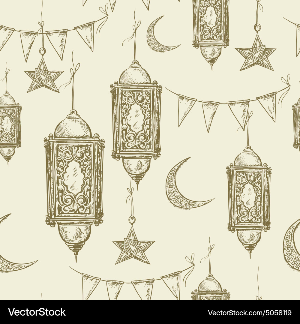 Traditional seamless background with arabic Vector Image