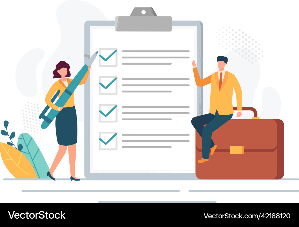 Business plan check list management Royalty Free Vector