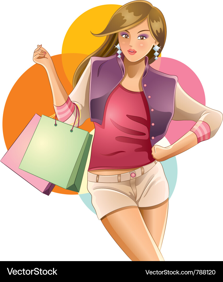 Colorful girl shopping Royalty Free Vector Image