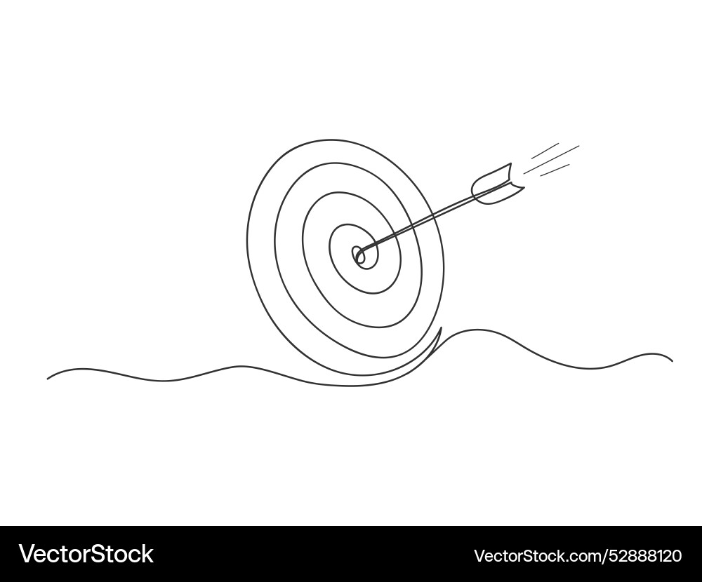 Continuous one line drawing arrow target isolated Vector Image