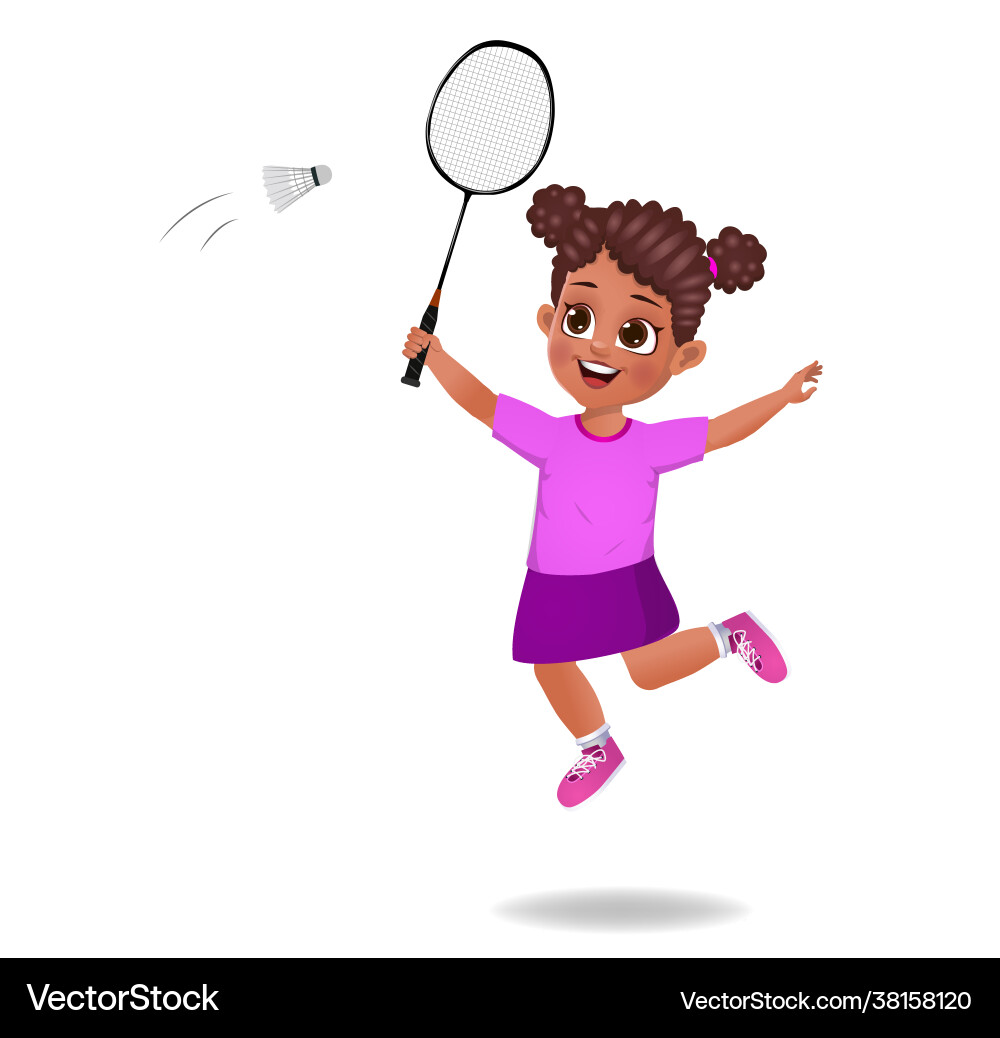 Cute boy kid playing badminton Royalty Free Vector Image