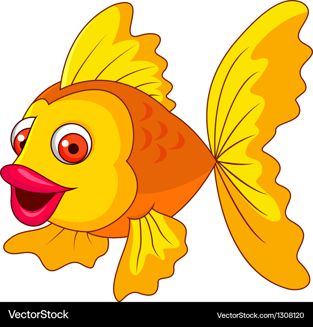 Cute golden fish cartoon Royalty Free Vector Image
