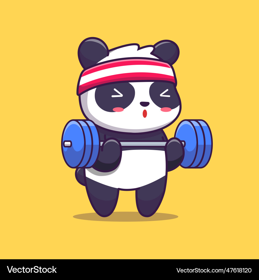 Cute panda gym cartoon Royalty Free Vector Image