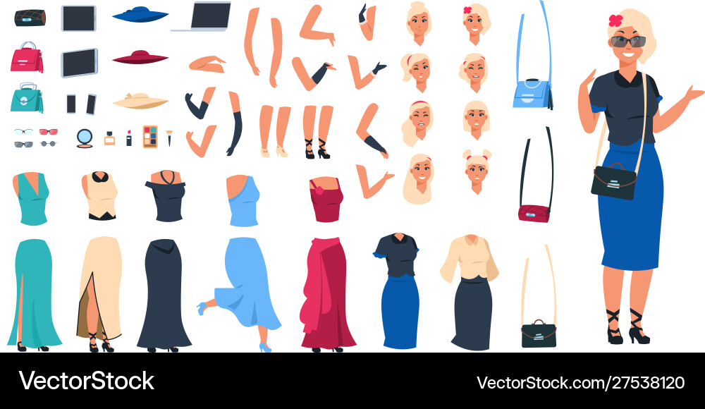 Cute Young Girl Character Creator Royalty Free Vector Image