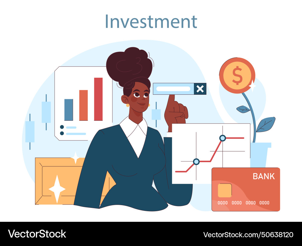Financial planning expert guiding through Vector Image Financial planning expert guiding through Vector Image