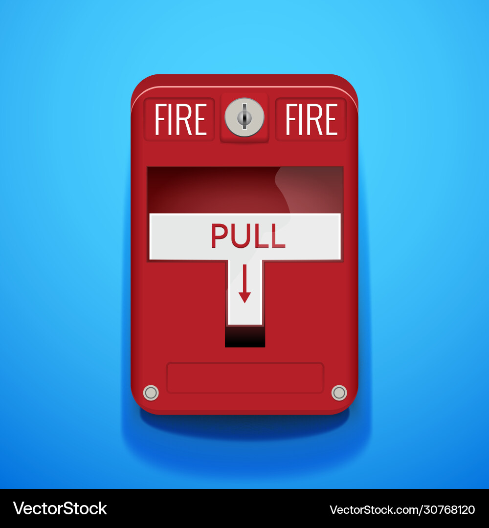 Fire alarm system pull danger safety box Vector Image