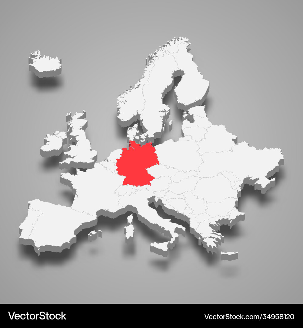 Germany country location within europe 3d map Vector Image