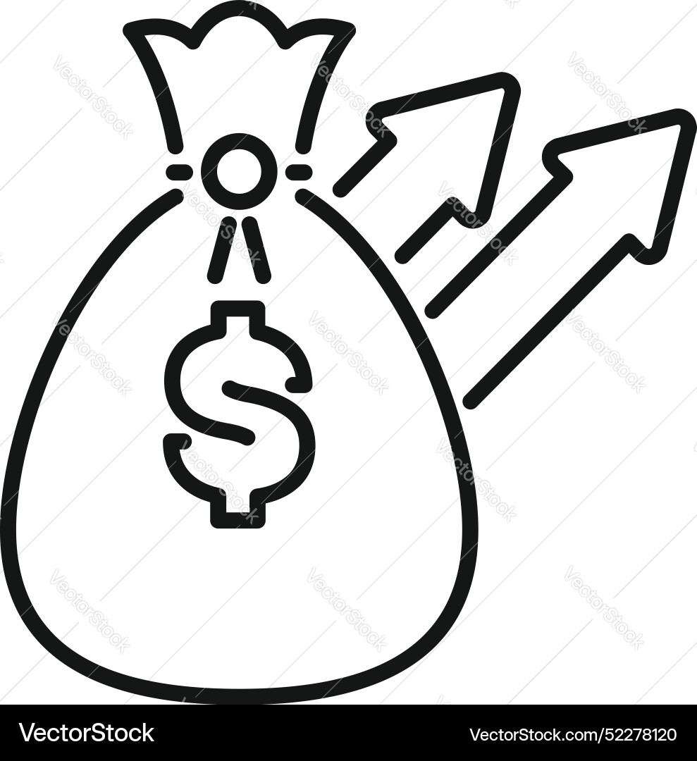 Money bag increasing value with upward arrows Vector Image