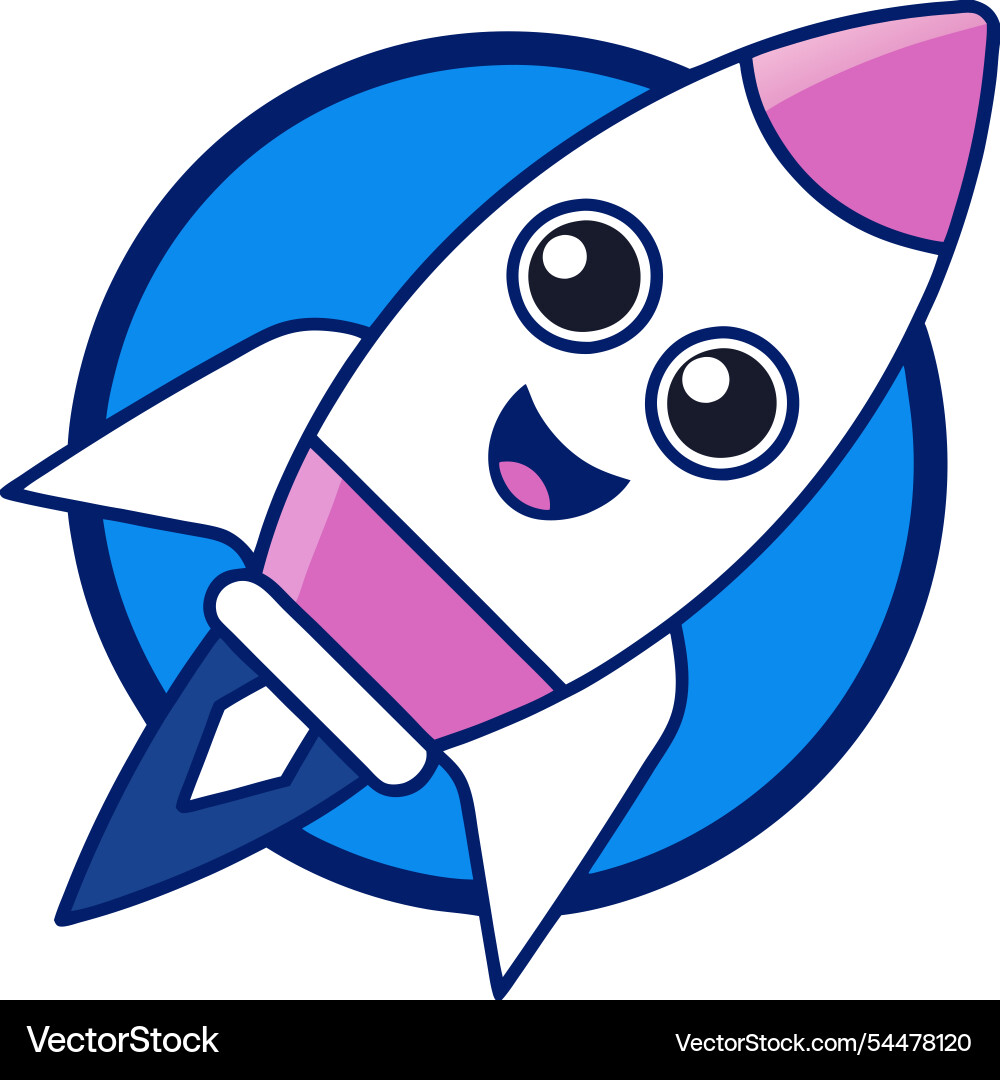 Rocket ship line art logo icon printable design Vector Image