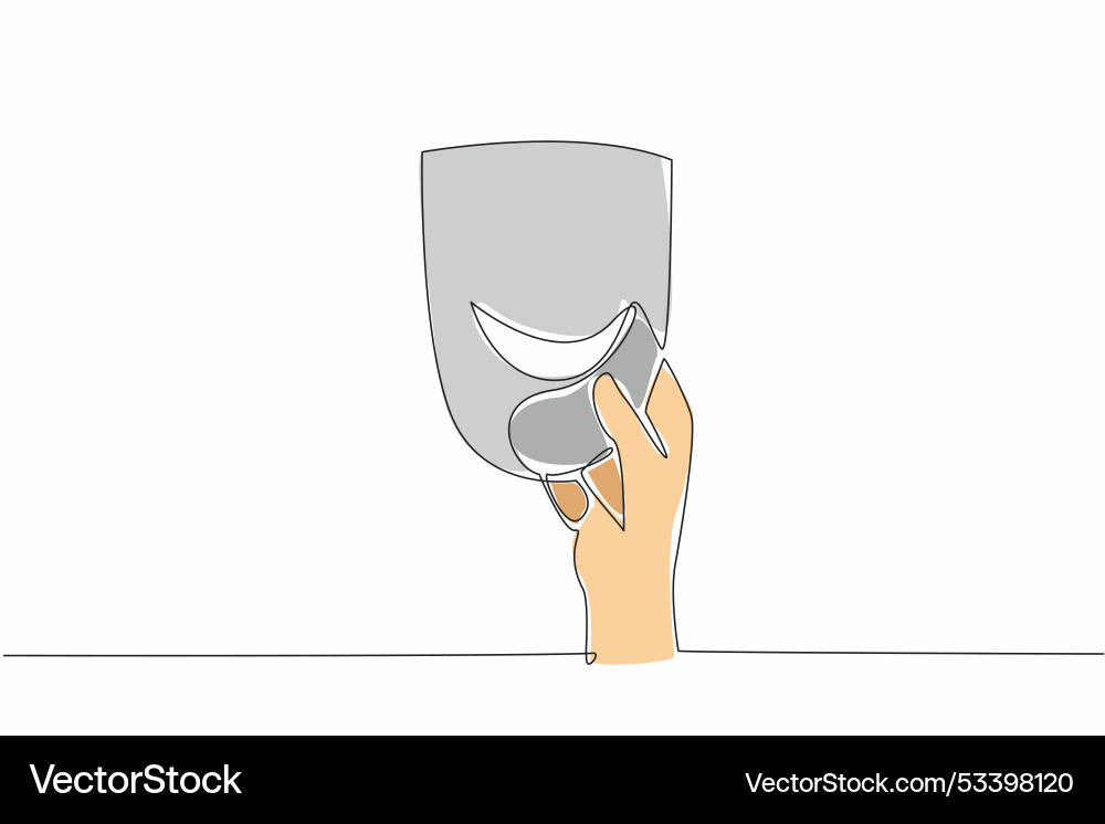 Single continuous line drawing hand holding Vector Image