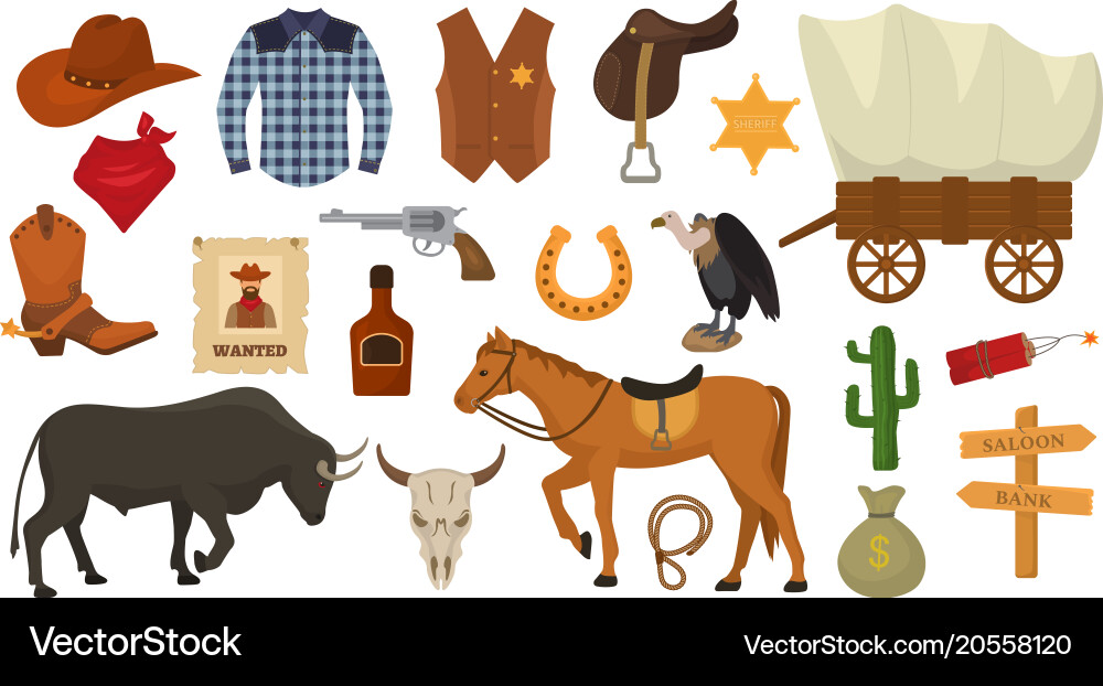 Wild west western cowboy or sheriff signs Vector Image