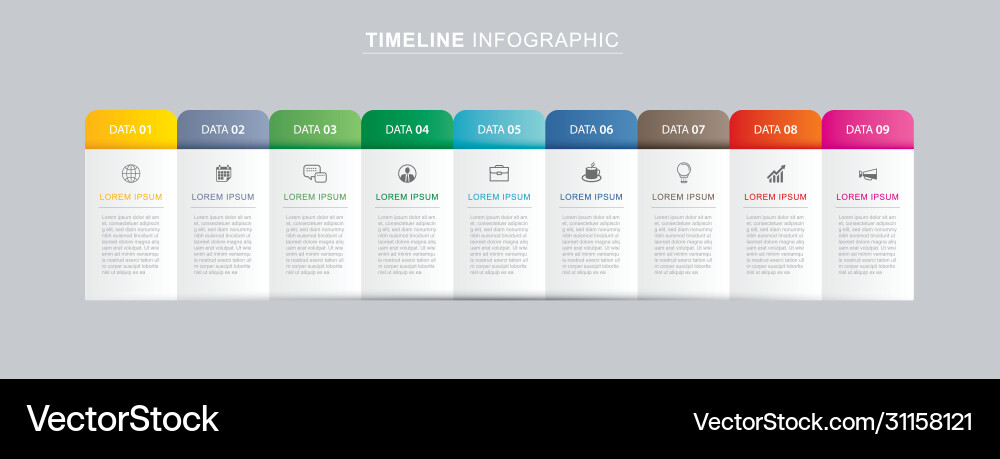 9 data infographics tab paper index template Vector Image