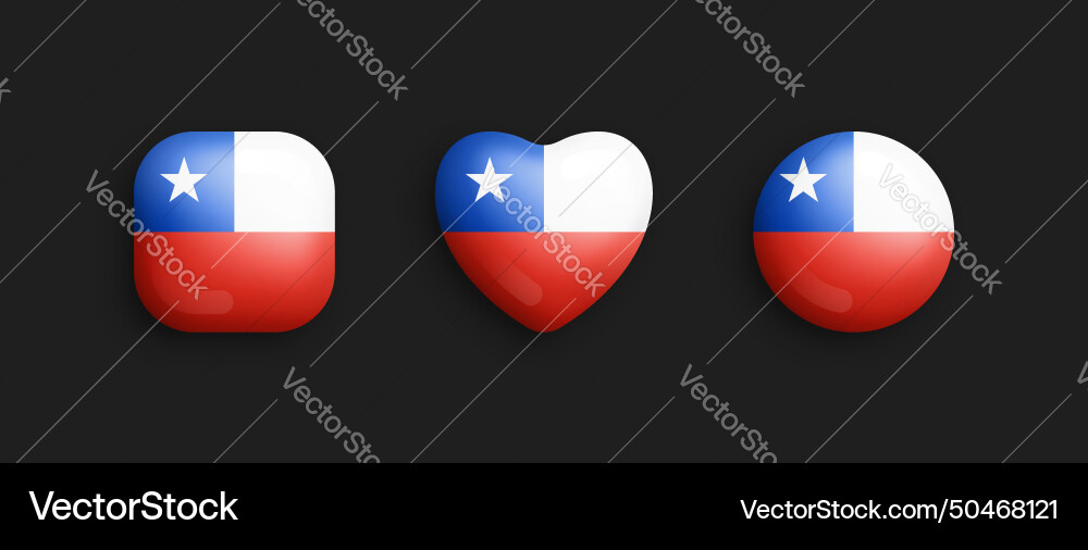 Chile official national flag 3d glossy icons Vector Image