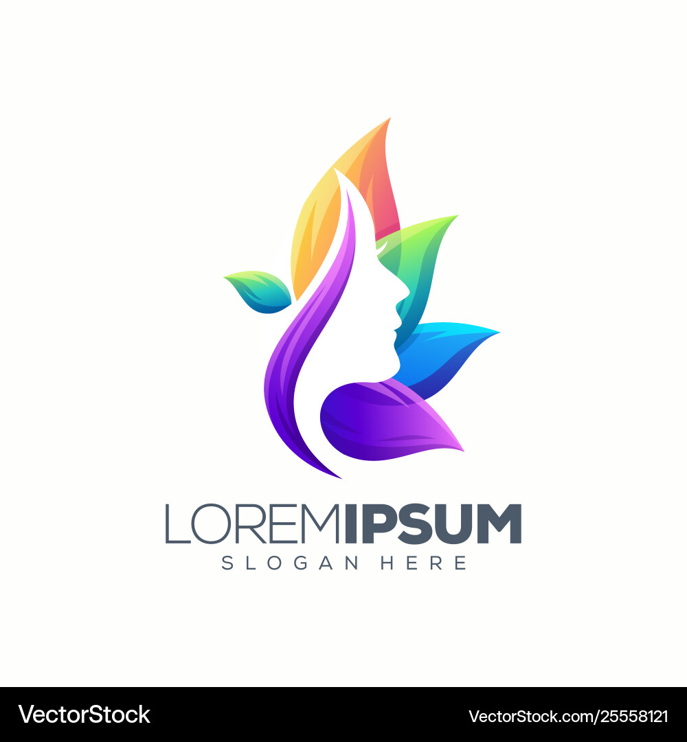 Colorful woman logo design Royalty Free Vector Image