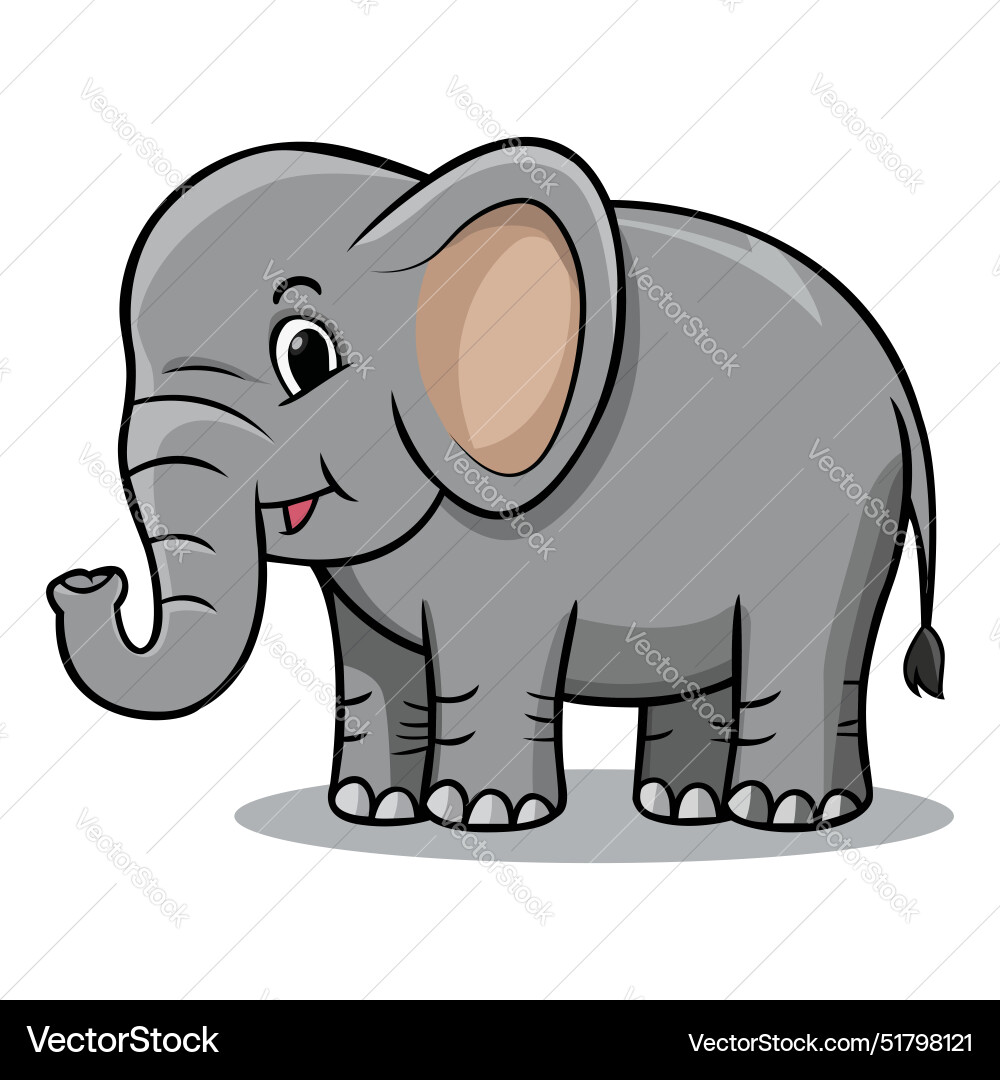 Editable cartoonish elephant character Royalty Free Vector