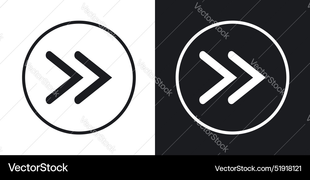 Forward icon set in solid black and white color Vector Image