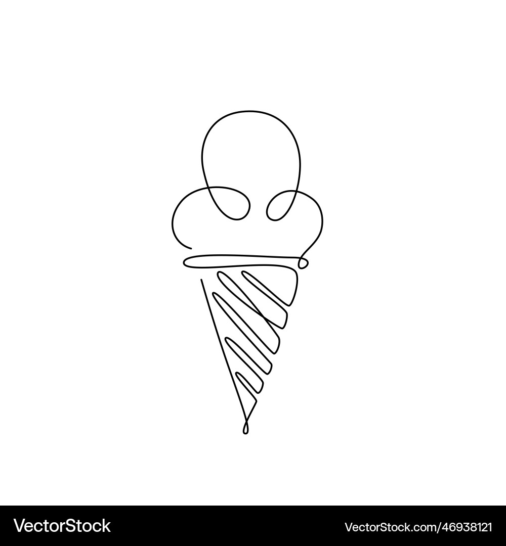 Ice cream line art cone Royalty Free Vector Image