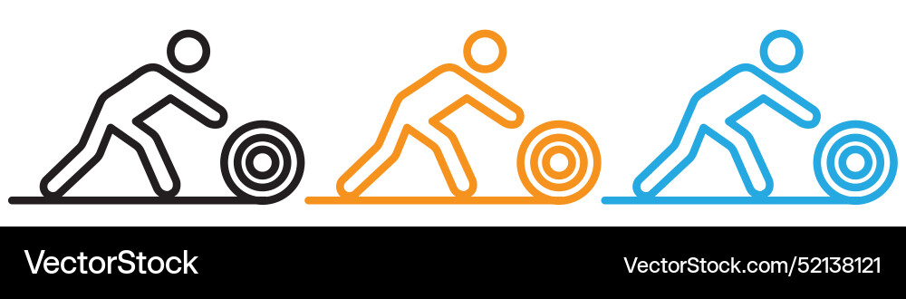 Man rolling carpet mat logo set collection Vector Image