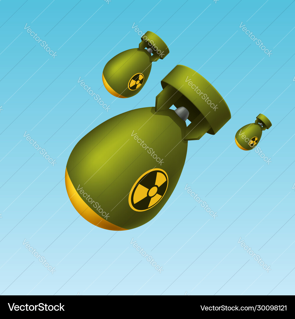 Nuclear bombs attack on blue Royalty Free Vector Image