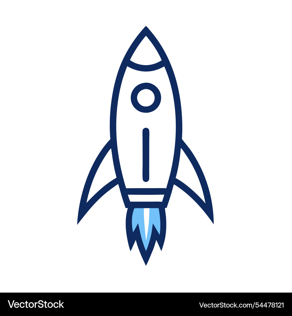 Rocket ship line art logo icon printable design Vector Image