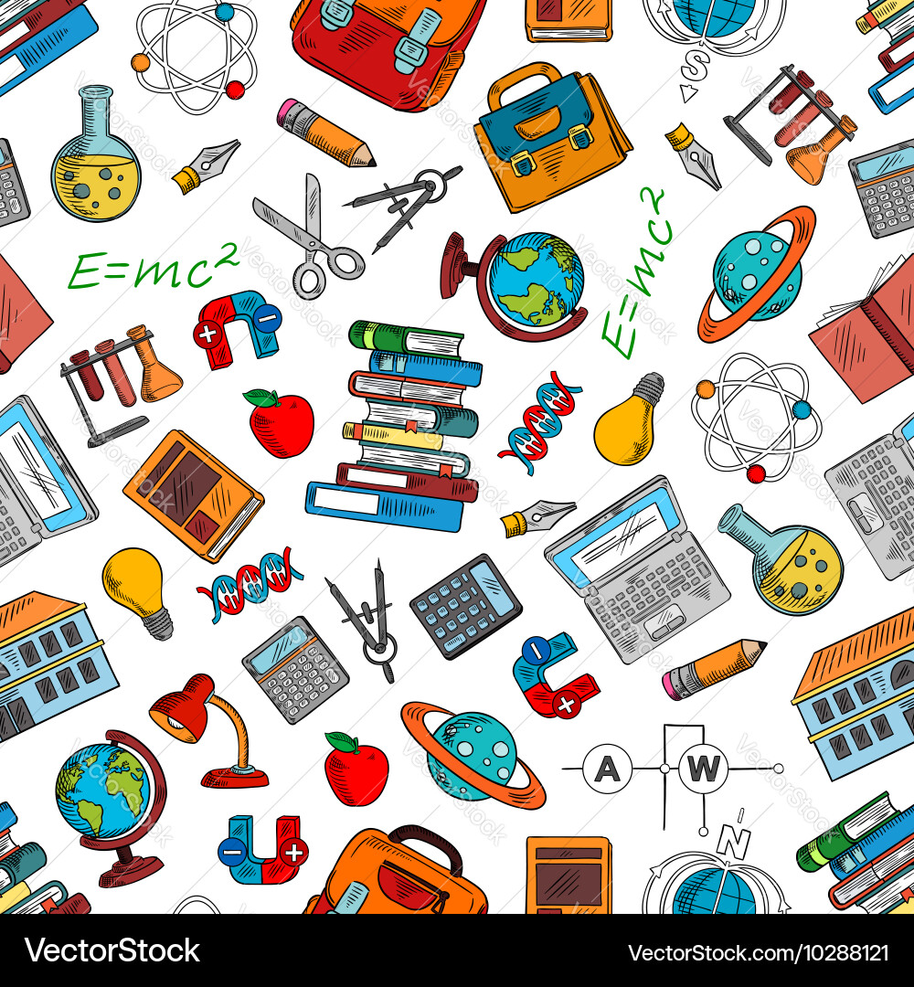 Science and knowledge symbols wallpaper Royalty Free Vector