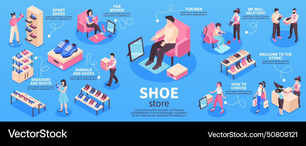 Shoe store infographics Royalty Free Vector Image