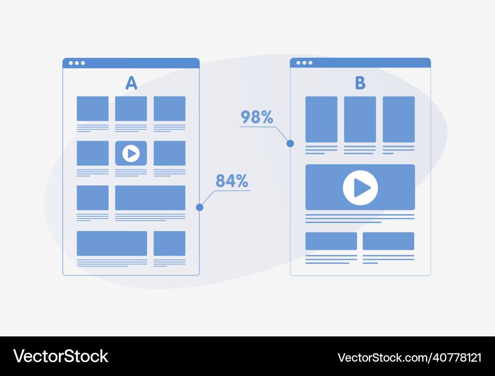Split test comparison flat concept - ab Royalty Free Vector