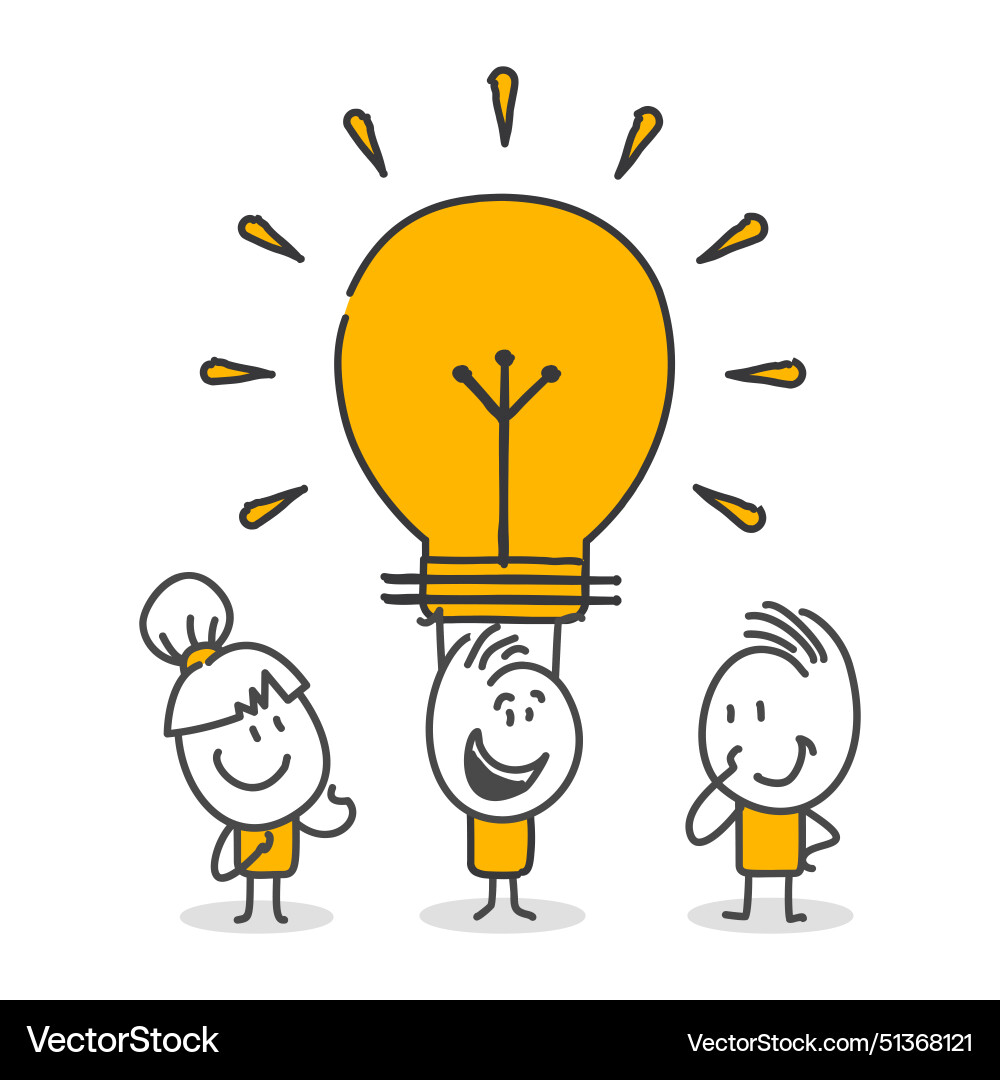Stick figures creative mind and brainstorming Vector Image