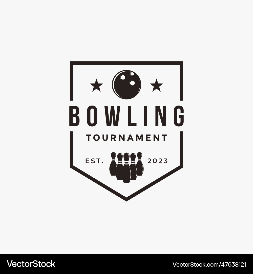 Vintage classic bowling logo club Royalty Free Vector Image