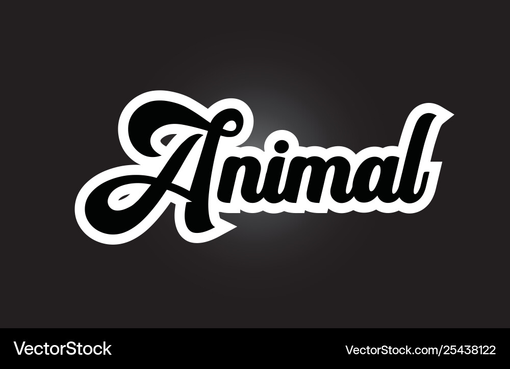 Black and white animal hand written word text Vector Image