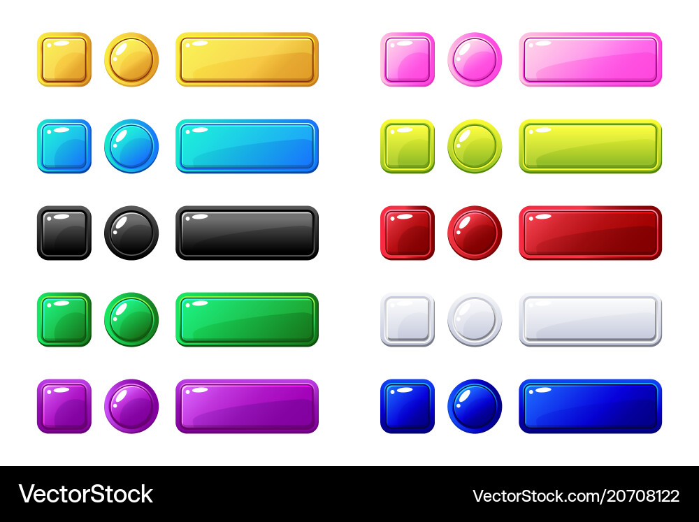 Colored buttons big set for game or web design Vector Image