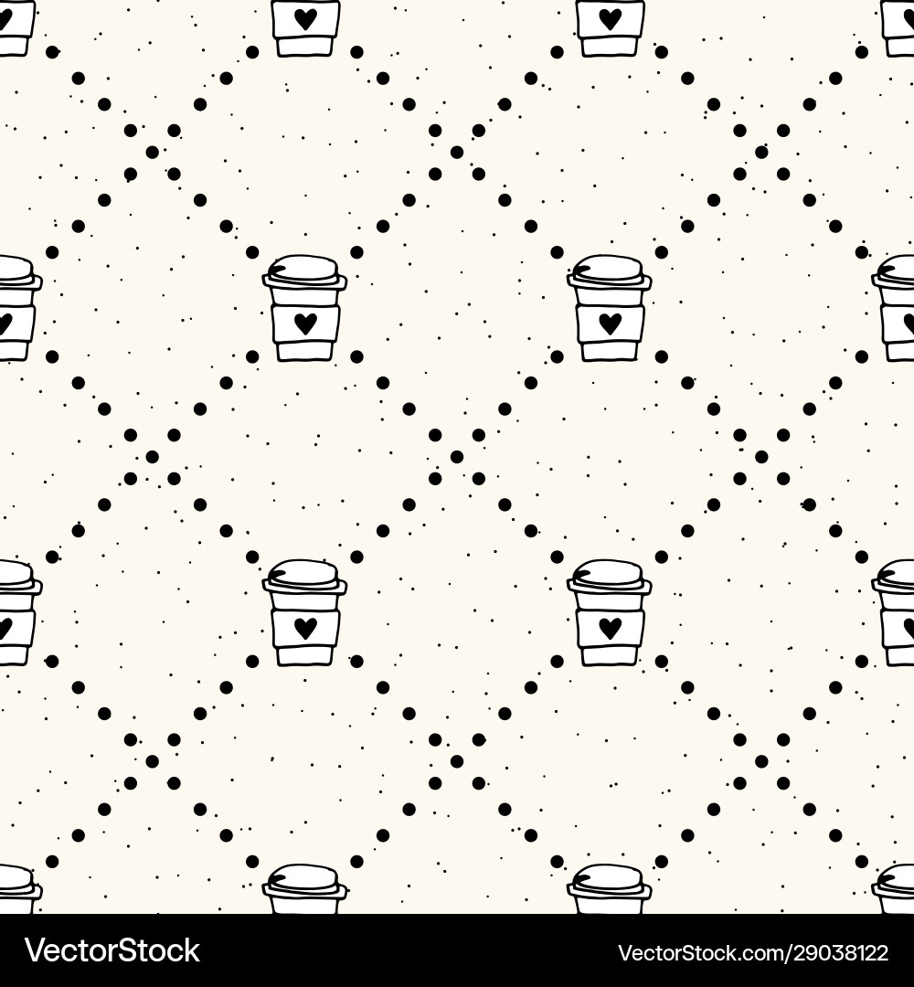 Cute Coffee Heart Pattern Royalty Free Vector Image