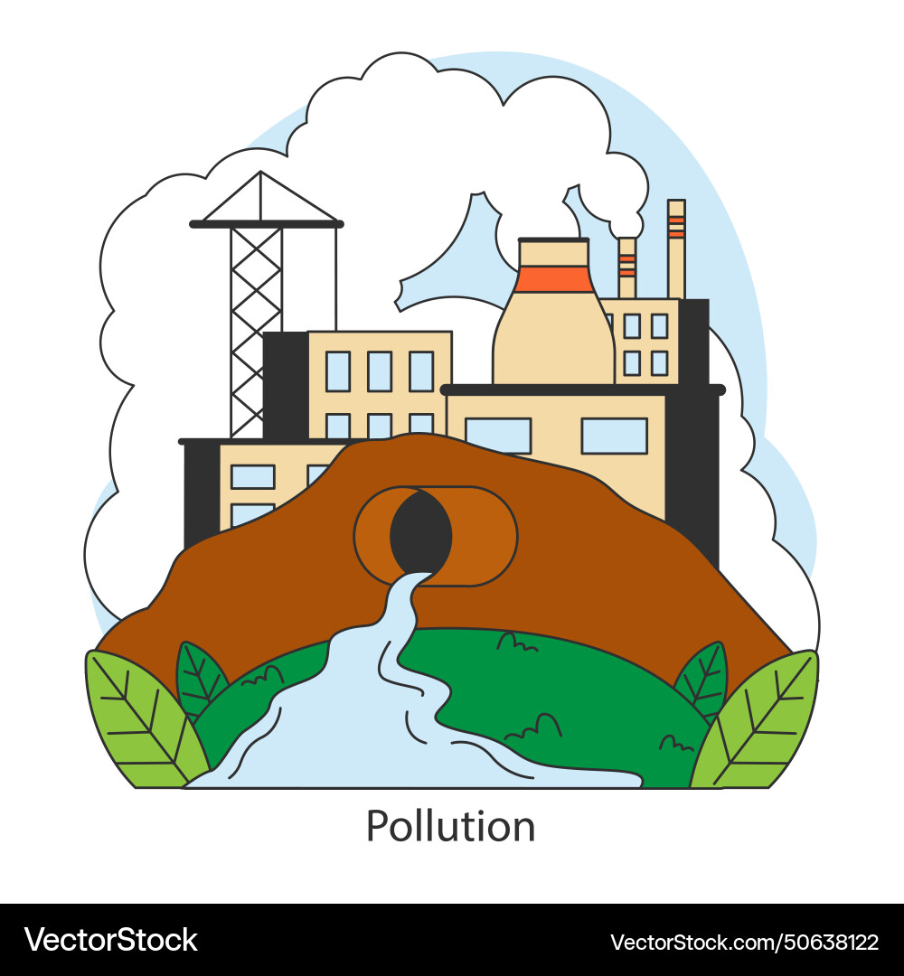 Pollution human influence on nature water Vector Image